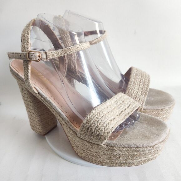 Lulus | Shoes | Lulus Raffia Straw Tan Open Toe Espadrille Platform 5 ...